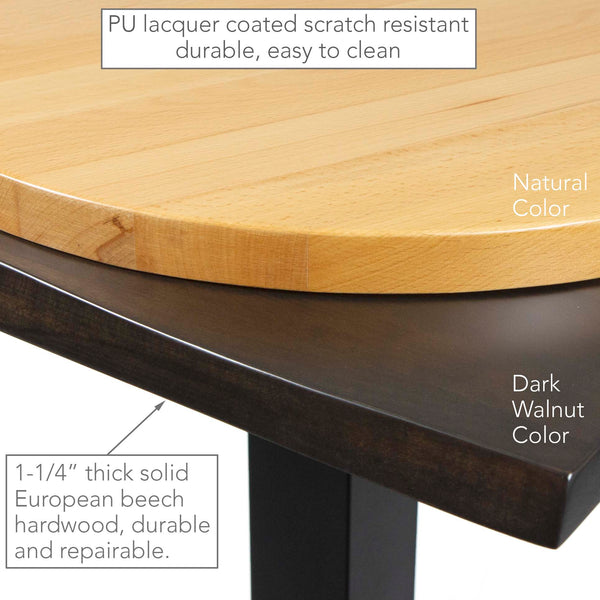 24" Round Solid European Beech Wood Bistro Table, Natural Color #J85BD ...