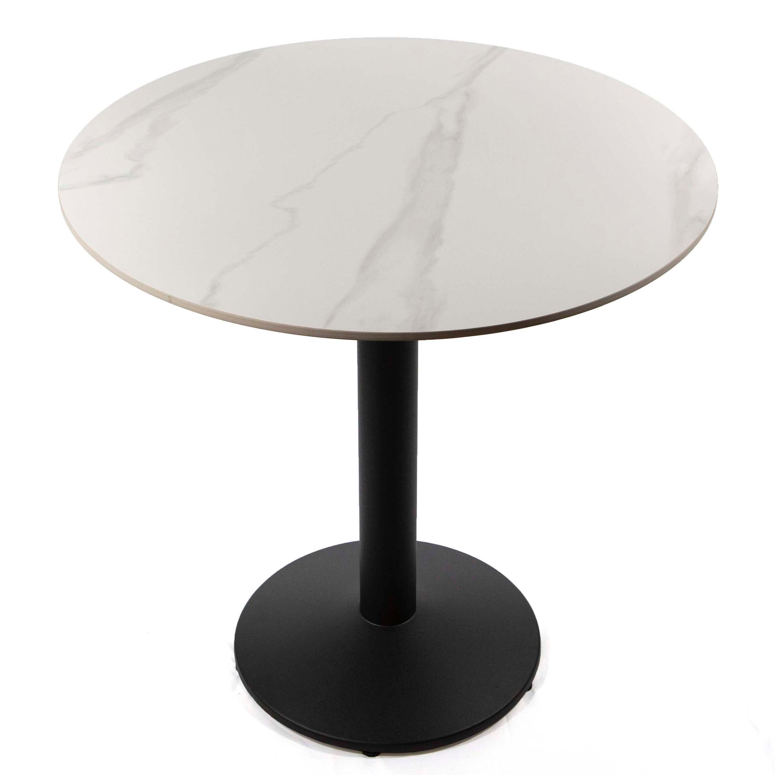 30" Round Porcelain (Sintered Stone) Restaurant Cafe Table, White Colo ...