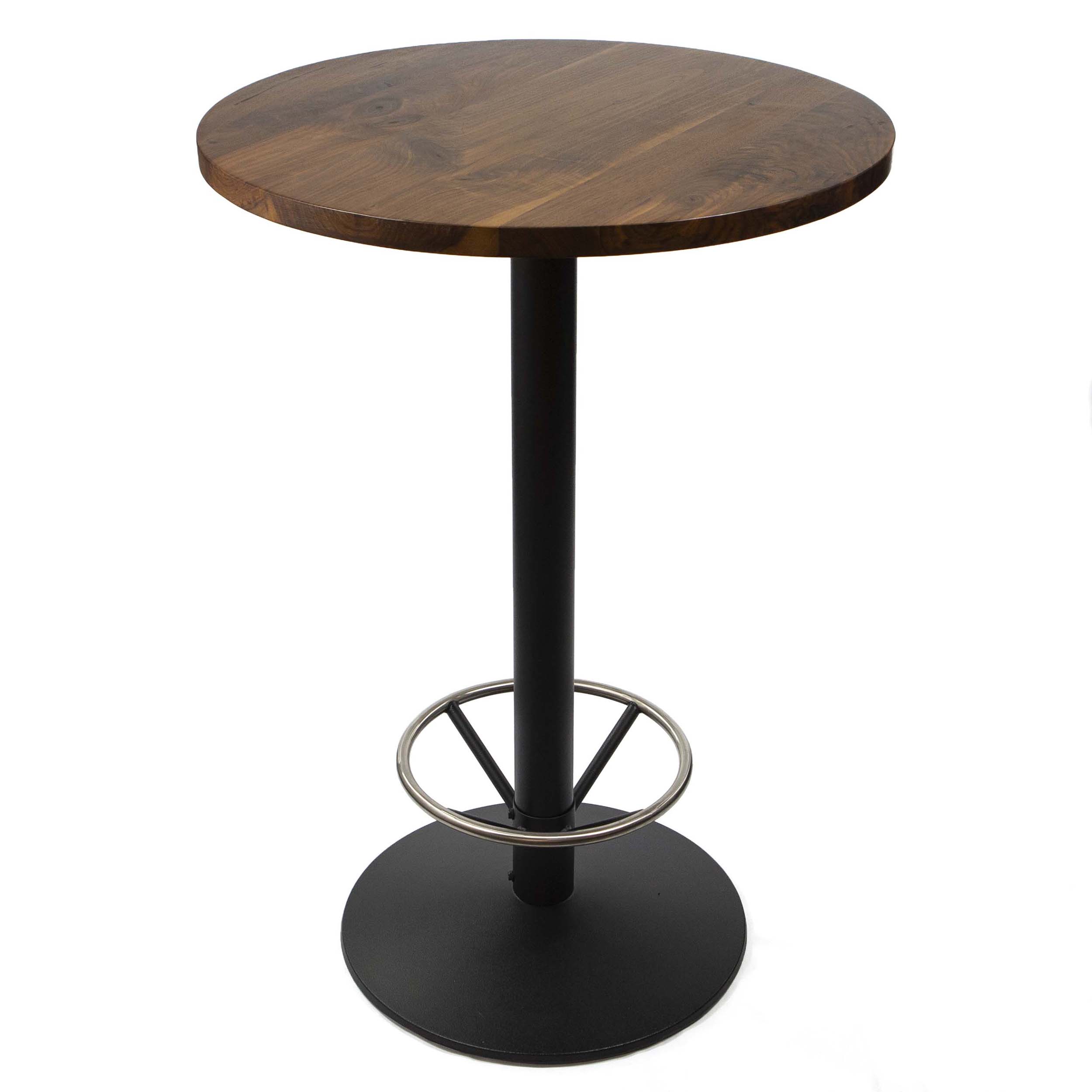 30" Round Solid Black Walnut Bar Height Bistro Table with Footrest #J0 ...