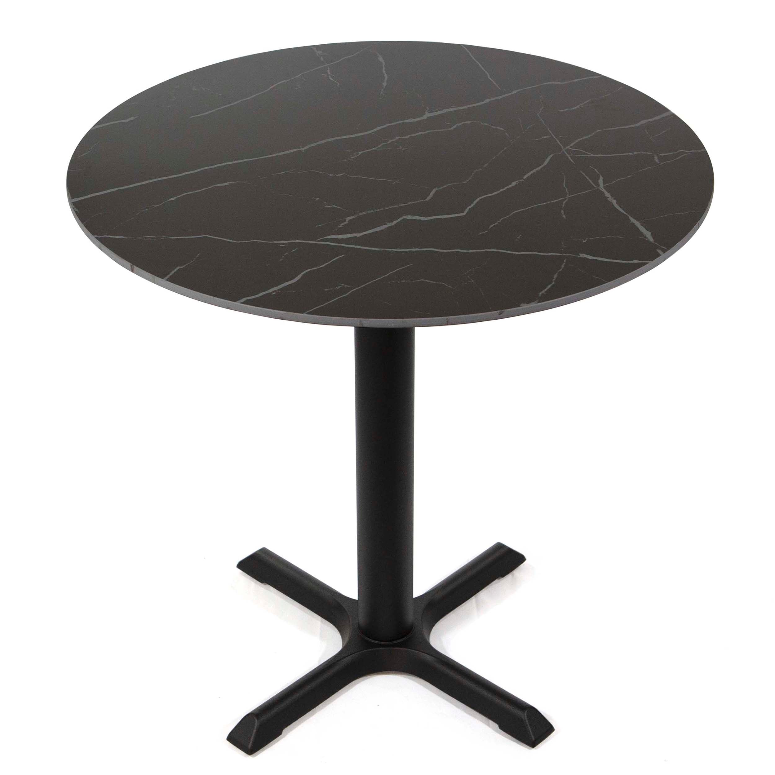 30" Round Porcelain (Sintered Stone) Restaurant Cafe Table, Black Colo ...