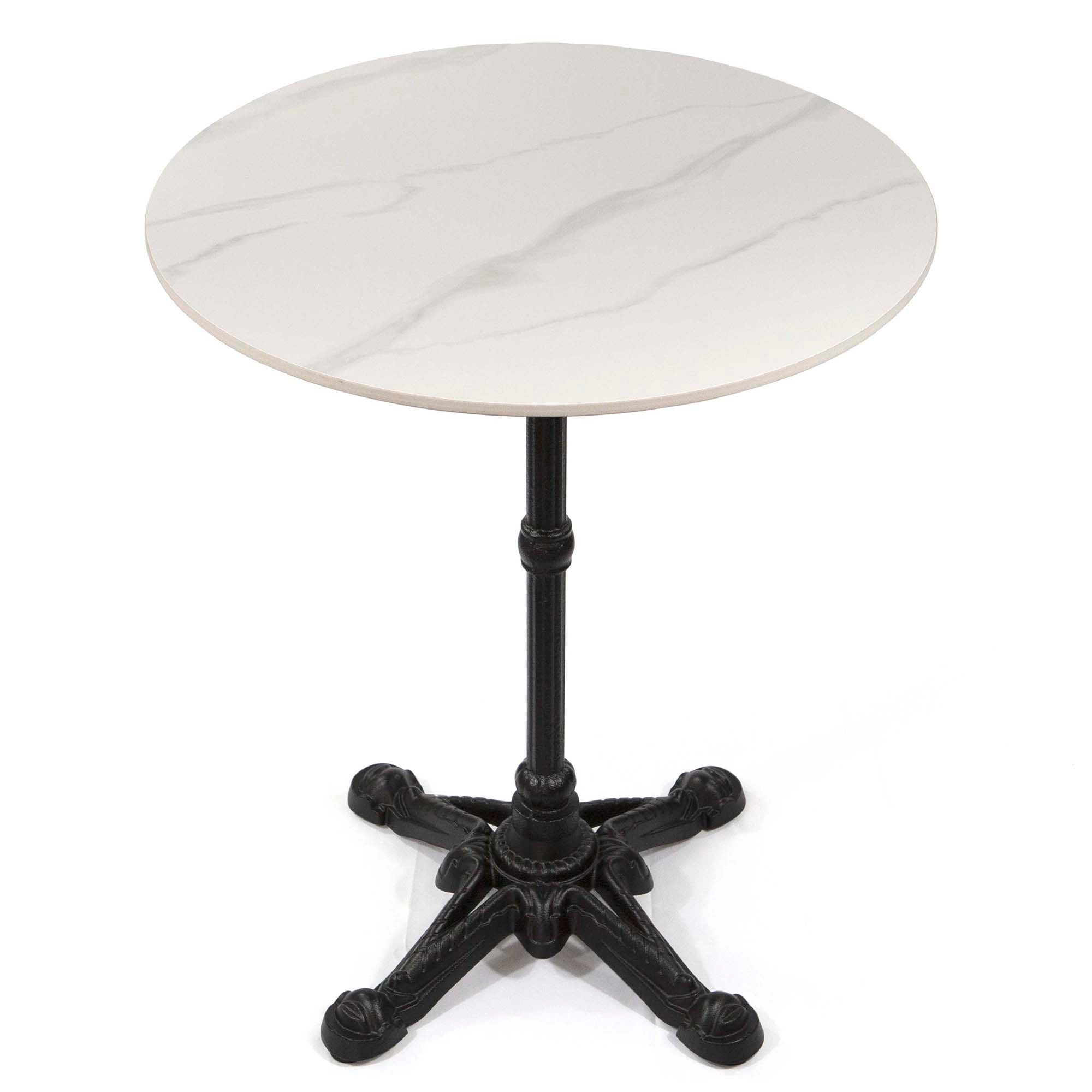 24" Round Porcelain (Sintered Stone) Restaurant Cafe Table, White Colo ...