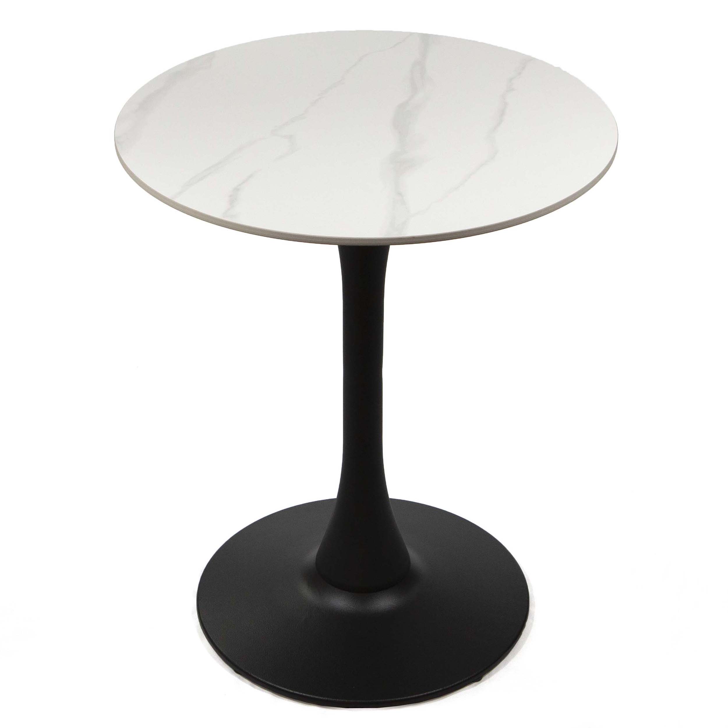 24" Round Porcelain (Sintered Stone) Restaurant Cafe Table, White Colo ...