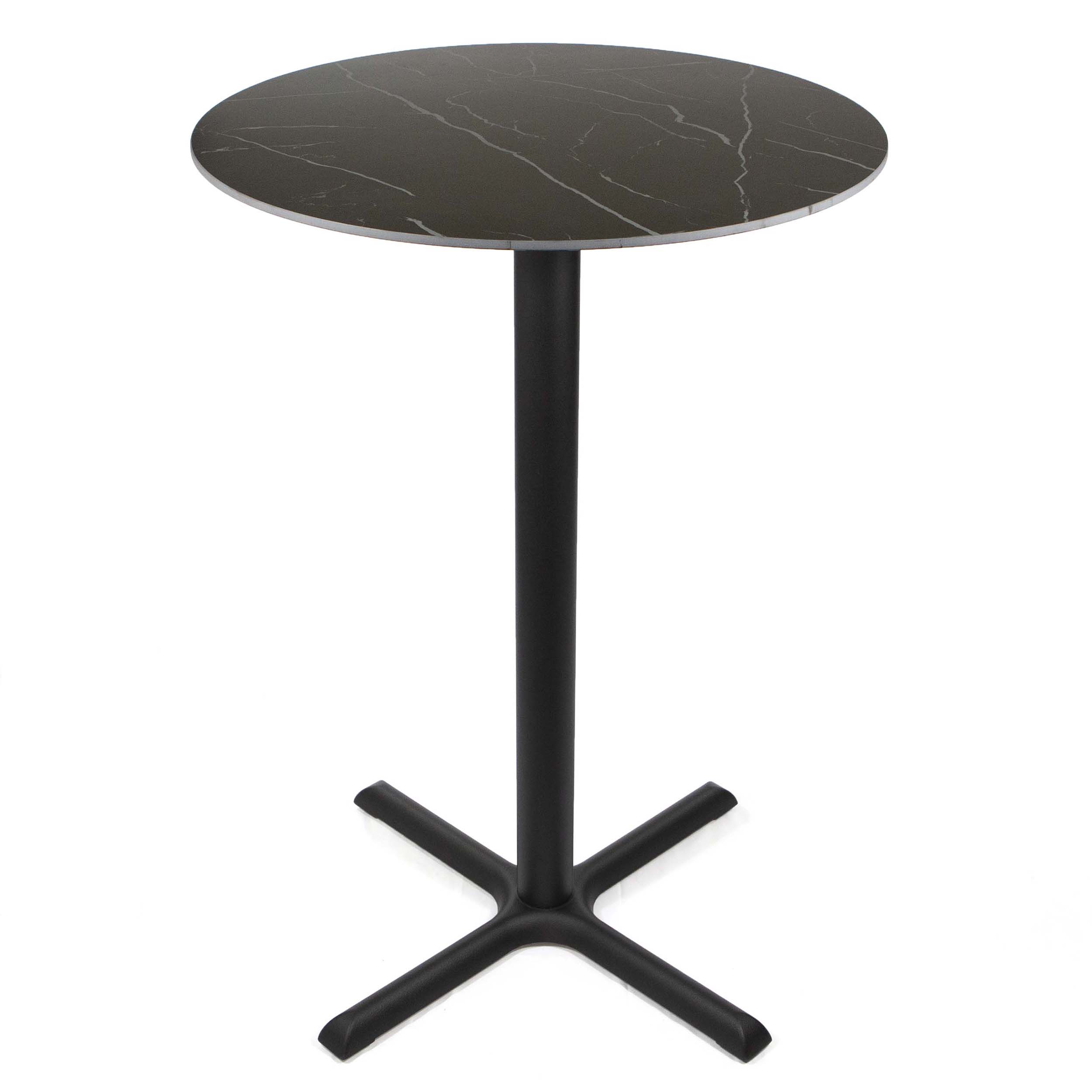 30" Round Porcelain (Sintered Stone) Bar Height Bistro Table, Black Co ...