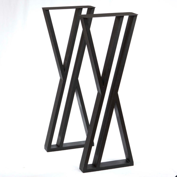 Double Z-Shaped Steel Bar Table Legs Pair - Powder Coated – Rusty ...